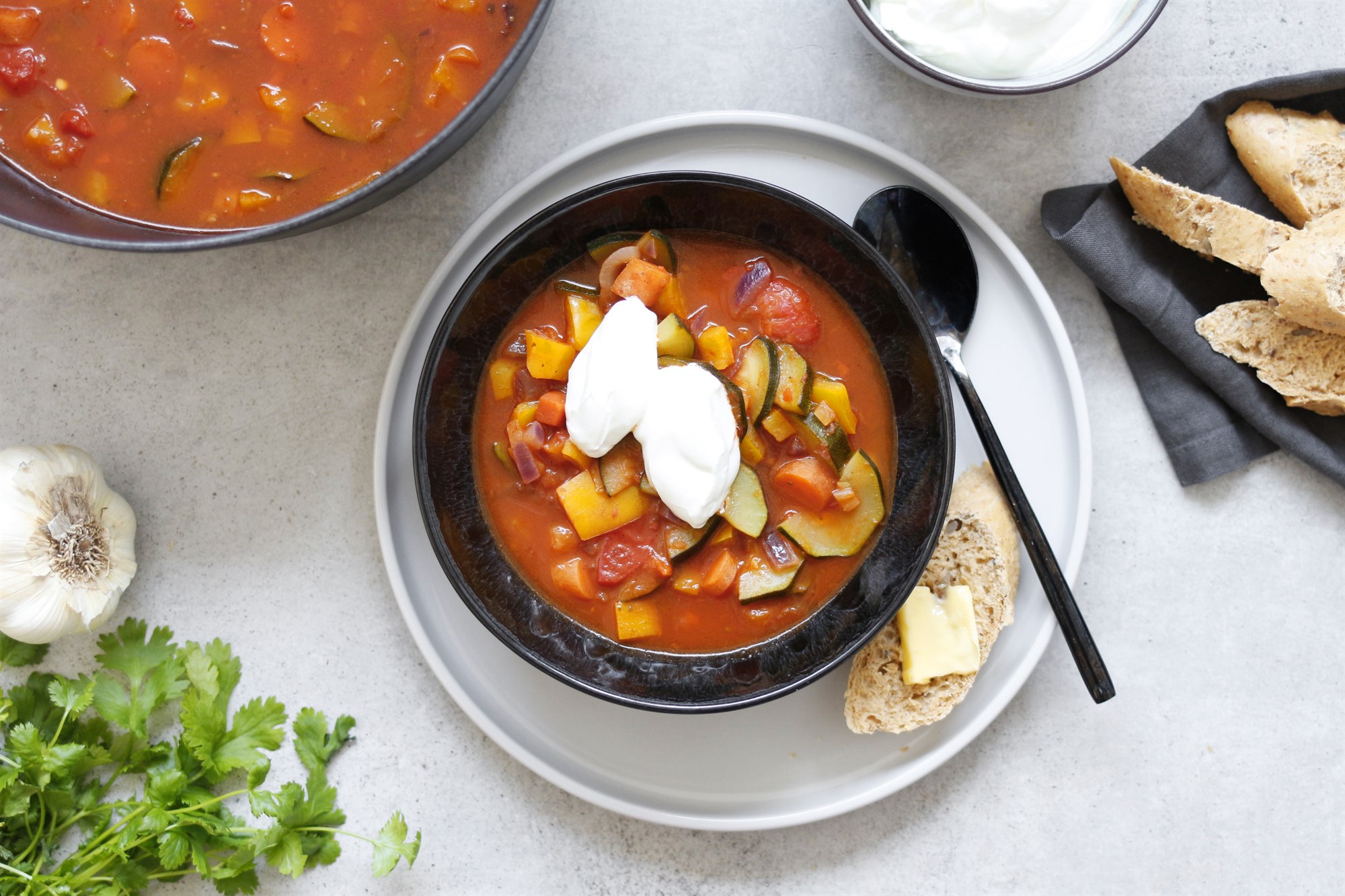 A thick and rich vegetable soup